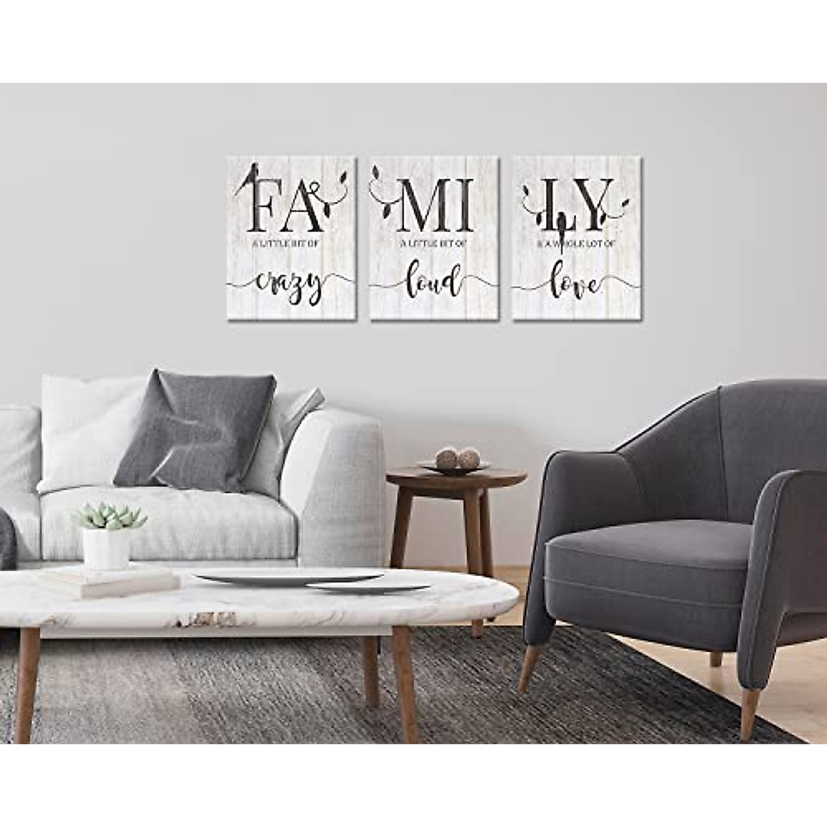 ARTINME Decorative Farmhouse Home Wall Decor Set of 3 - Rustic Family Signs Wall Art with Frames for Bedroom, Living Room, Home Wall Decor (12"x15",Set of 3)