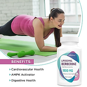 Berberine HCL Supplement 1500mg - High Bioavailability Liposomal Berberine Capsules for Women and Men, AMPK Activator