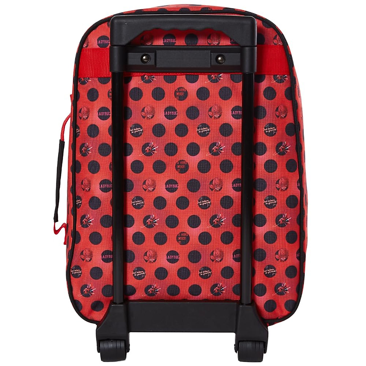 Miraculous Ladybug Carry On Rolling Kids Luggage with Wheels for Girls, 18 Inch, Superhero Lady Bug Convertible Duffle Bag with Side Handle