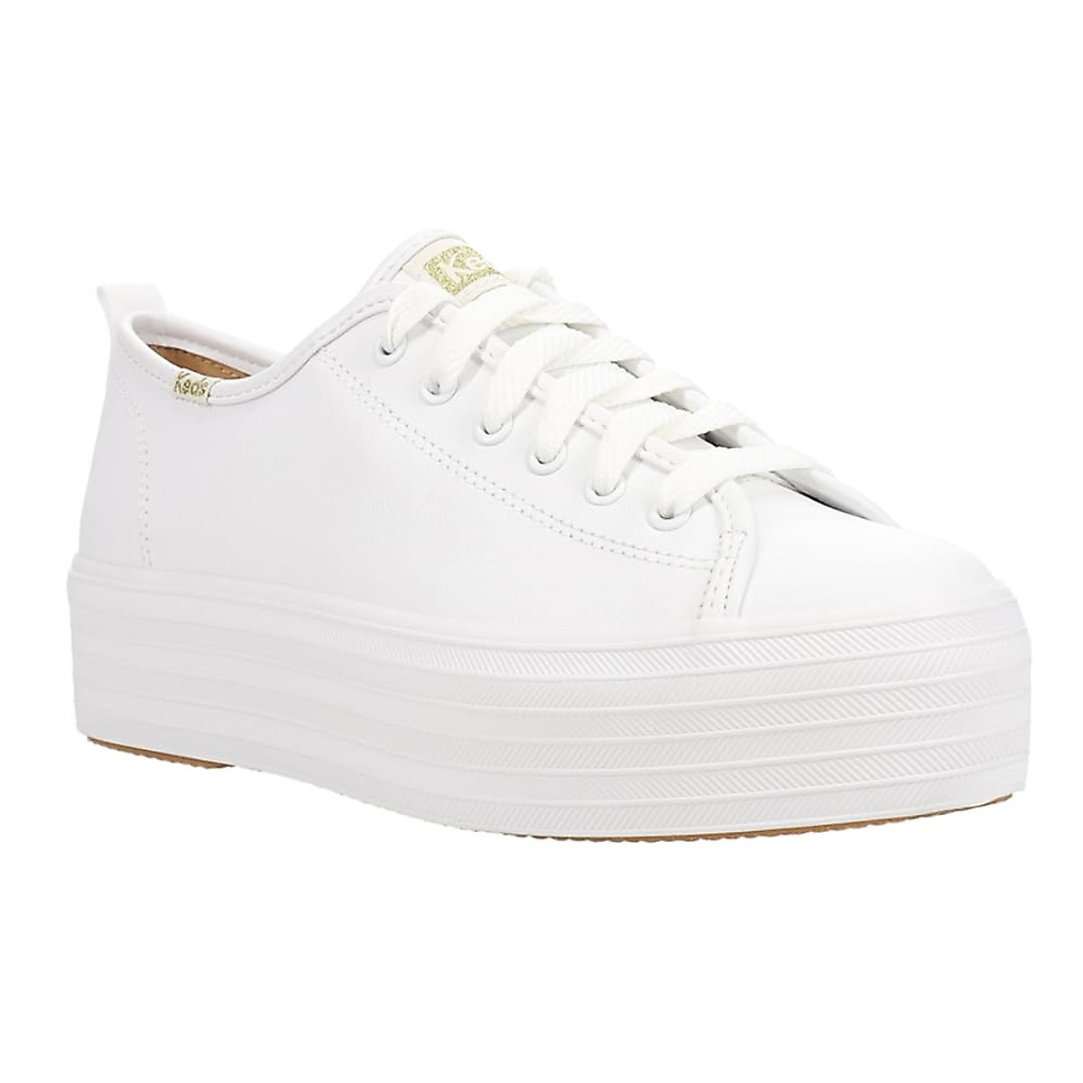 Keds Triple Up Leather, Sneaker Womens, White Leather, 8 Medium