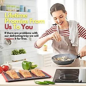 Defrost Tray for Frozen Meat Large 14" - Thaw Food Fast with Thicker 6mm Defrosting Tray - Quick Meat Thawing Plate for Frozen Meat - Meat Defroster Tray