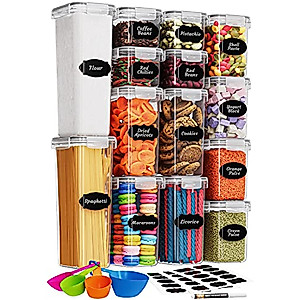 Airtight Food Storage Containers with Lids 14 PC - Plastic Kitchen Storage Containers for Pantry Organization and Storage - Cereal, Rice, Pasta, Flour and Sugar Containers