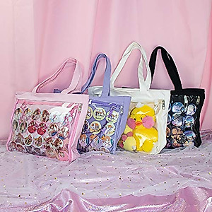 Ita Tote Bag Clear Window for Pins Ita Shoulder Bag Handbag Anime School Bag DIY, Cosplay, Comic Con, Black