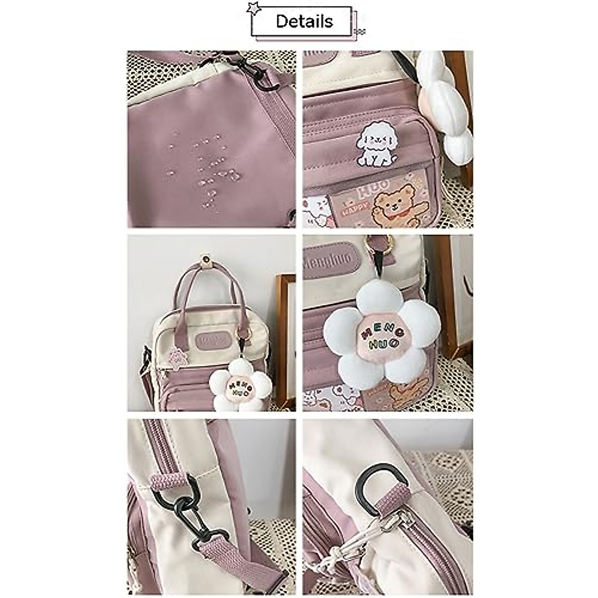 Cute Mini Backpacks with Kawaii Pin and Pendants, Girls Japanese School Bag Travel Waterproof Bookbag Laptop Bag (Green)