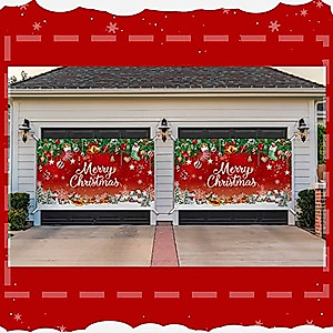 Christmas Holiday Garage Door Banner Snowflake Christmas Backdrop Decoration Door Cover Decoration Merry Christmas Banner Photography Backdrop Photo Props for Winter New Year Xmas Party (6 x 13ft)