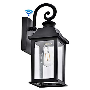 Outdoor Wall Light Dusk to Dawn Sensor Porch Light Exterior Wall Sconce Waterproof Matte Black Wall Lantern Outdoor Light Fixture Wall Mount Outdoor Light for House (Bulb Not Included)