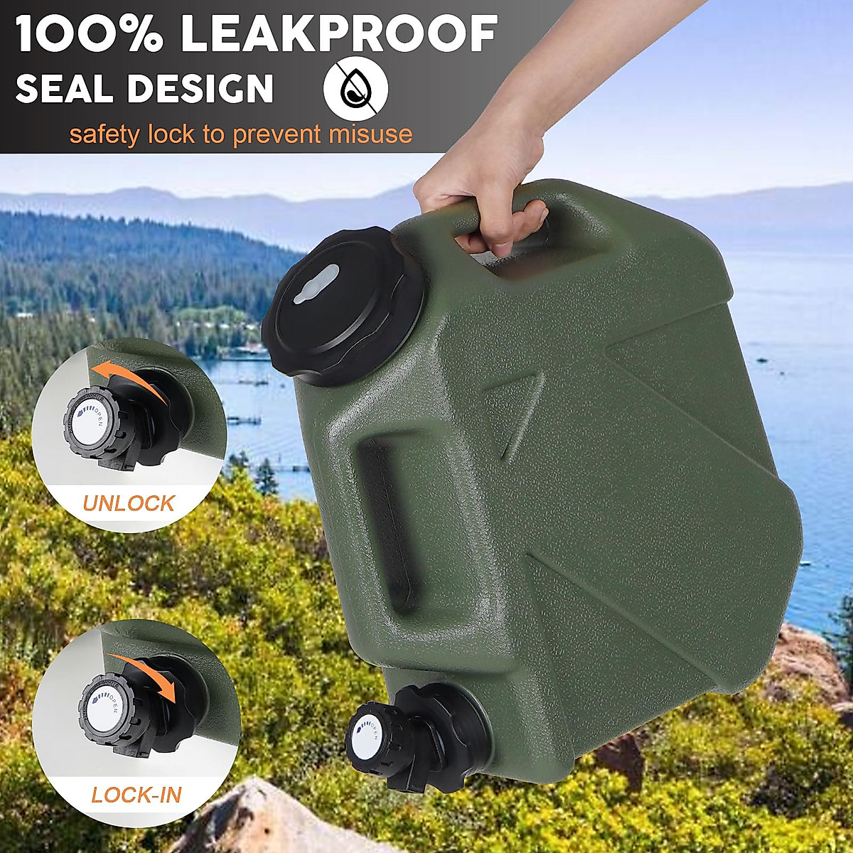 Digury Camping Water Jug, 2.6 Gallnon Water Containers BPA Free Water Storage with Spigot No Leakage Portable Emergency Water Tank Canteens for Outdoor Hiking Camping Picnic Supplies Green