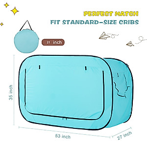 Poray Pop Up Baby Bed Tent Privacy Tent for Toddler Sleeping with 2 Zipper Doors,Breathable Mesh Windows and Portable Carry Bag (Blue)