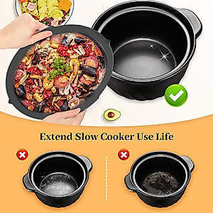 Silicone Slow Cooker Liners, 3 Pack Reusable Divider Insert Fits Crockpot 6-7 Quarts Oval Slow Cooker Reusable Dishwasher Safe, Food-Grade BPA Free Cooking Liners (Grey-3 Pack)
