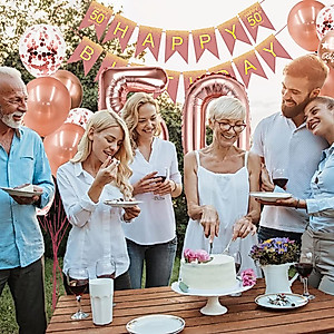 50th Birthday Decorations for Women, Rose Gold Party Supplies Balloon Garland Arch Kit with Happy Birthday Banner Tassels Confetti Balloon Number 50 Birthday Wedding Anniversary for Her