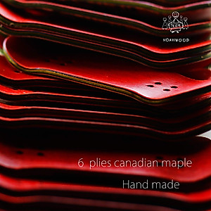 Noahwood Wooden Fingerboard Complete ((Noah Team 5-Layer Maple handmade Deck 33mmx98mm, NW King WhiteTrucks 33mm, NW II Red Wheels) (Born for PRO)