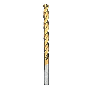 BOSCH TI2146 1-Piece 19/64 In. x 4-3/8 In. Titanium Nitride Coated Metal Drill Bit with 3/8 In. Reduced Shank for Applications in Heavy-Gauge Carbon Steels, Light Gauge Metal, Hardwood