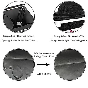 RODAILYCAY Car Trash Can with Lid and Storage Pockets, Waterproof & Leak-Proof Garbage Container Bin for Car, Vehicle Dustbin Flowers Fairy Kissing Butterflies Pink