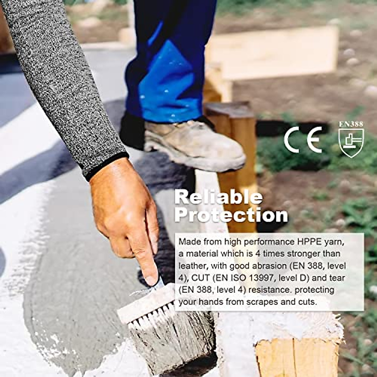 IEOVO Protective Arm Sleeves, Level 5 Protection Cut Resistant Sleeve, Anti Abrasion Arm Protectors Cut Heat Resistant Sleeve Safety Arm Guard for Garden Kitchen Farm (Grey)