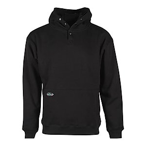 Arborwear Double-Thick Hooded Pullover Sweatshirts For Men - Heavyweight Hoodies With Snap Neck Collar and Handwarmer Pouch, Black - 3XL