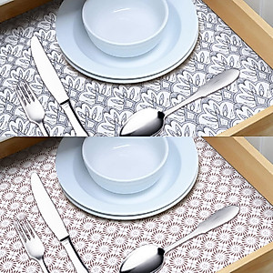 RAY STAR 18X96 Inch Shelf Liner for Kitchen Cabinets, Non-Adhesive Cabinet Liner Washable, PVC Drawer Liner for Dresser Non-Slip Bathroom (Circle+Black Floral)