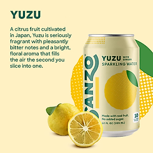 Sanzo Flavored Sparkling Water Variety 12-Pack - Lychee (Berry), Yuzu (Lemon), Pomelo (Grapefruit), Calamansi (Lime), & Mango (Alphonso) - Made with Real Fruit, No Added & Gluten Free - 12 Fl Oz