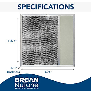 Broan-NuTone BP57 Aluminum Filter with Light Lens, Kitchen Exhaust Grease Filter, Stove Hood Vent Air Filter