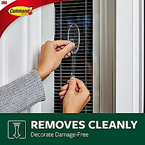 Command Medium Wall Hooks, Damage Free Hanging Wall Hooks with Adhesive Strips, No Tools Wall Hooks for Hanging Decorations in Living Spaces, 5 Clear Wall Hooks and 6 Command Strips