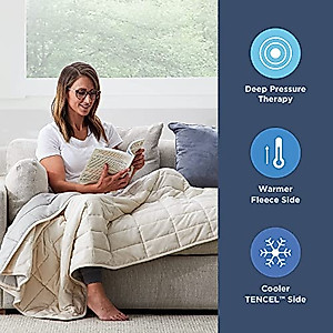 Dr. Oz Good Life Center Yourself Dual-Sided Weighted Blanket, 36"x48" 5 lb, Gray/Tan