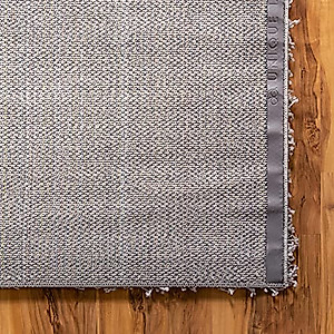 Unique Loom Solid Shag Collection Area Rug (6' 1" x 9' Rectangle, Cloud Gray)
