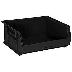 Quantum Storage K-QUS250BK-2 2-Pack Ultra-Stack and Hang Bins, 14-3/4" x 16-1/2" x 7", Black