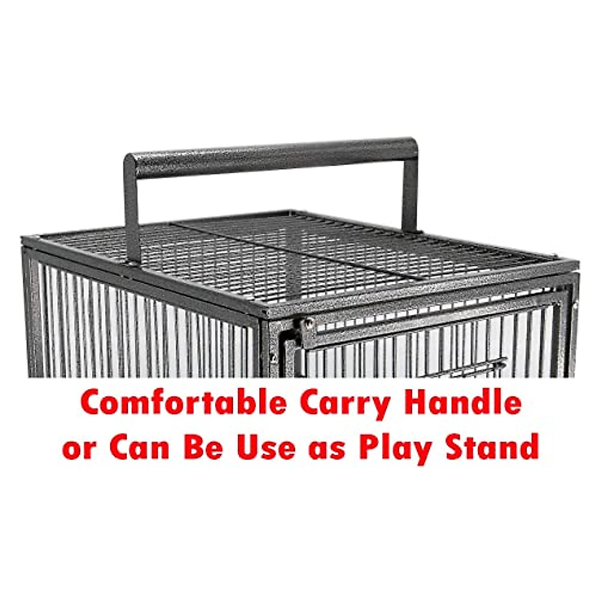 Portable Heavy Duty Travel Bird Parrot Carrier Cage Feeding Bowl Play Stand with Handle