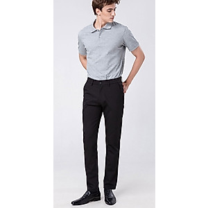 Plaid&Plain Men’s Slim Fit Dress Pants Stretch Dress Pants 8101Black 30X34