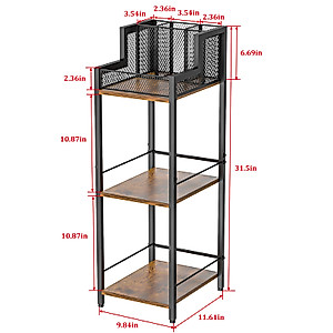 Yuyetuyo Bathroom Cart Bathroom Shelf Organizer Hair Dryer Holder 3-Tier Narrow Hair Tool Organizer with 3 Grids -Makeup Organizer Floor Stand, Flat/Curling Irons Hair Straighteners Holder -Black