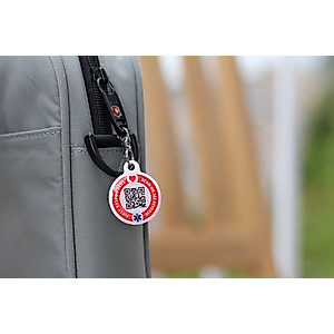 Dynotag® Web Enabled Smart Medical ID/Emergency Information Round Steel Tag - 30 mm. Includes Lobster Clasp, with DynoIQ™ & Lifetime Service.