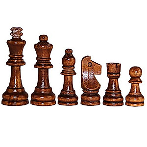 ASNEY Wooden Chess Pieces, Tournament Staunton Wood Chessmen Pieces Only, 3.15” King Figures Chess Game Pawns Figurine Pieces, Includes Storage Bag