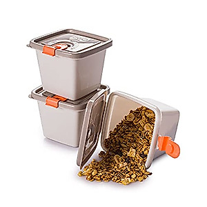 Plastic Food Storage Containers w/attached Lids. Multi sizes Containers. Microwave/Freezer & Dishwasher Safe - Steam Release Valve. BPA/Free (16, Beige & Orange)