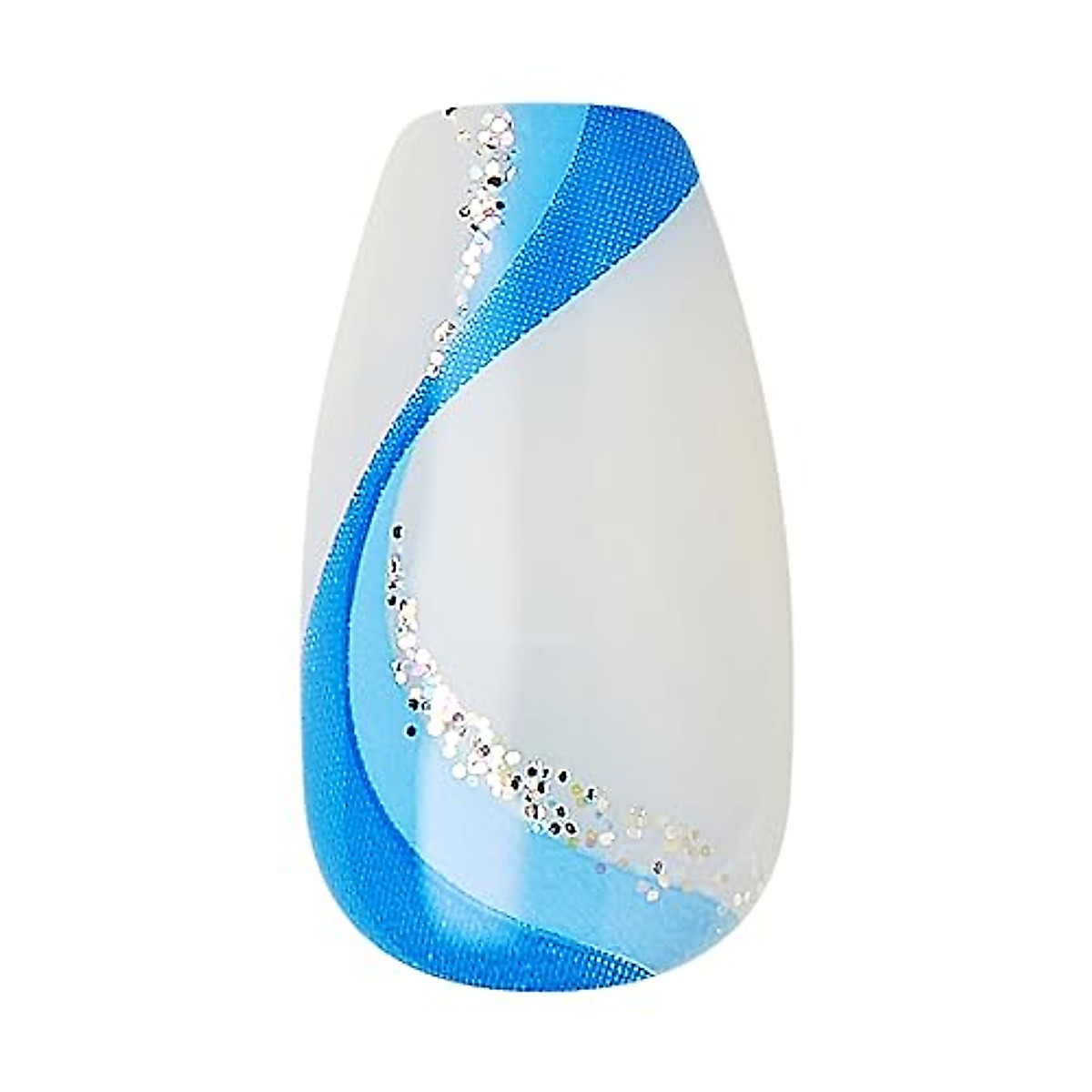 KISS imPRESS Press-On Manicure Fake Nails, Medium Coffin, Mesmerize, Blue, Comfortable, Super Hold Adhesive, No Glue/Polish, Chip Proof, No Dry Time, Smudge Proof, Waterproof | 30 Count