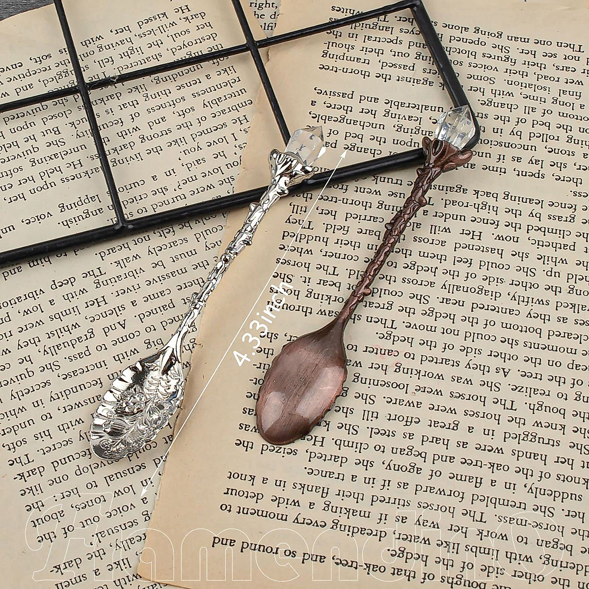 Framendino, 50 Pack Retro Coffee Spoons Vintage Crystal Alloy Tea Spoons for Home Kitchen Office