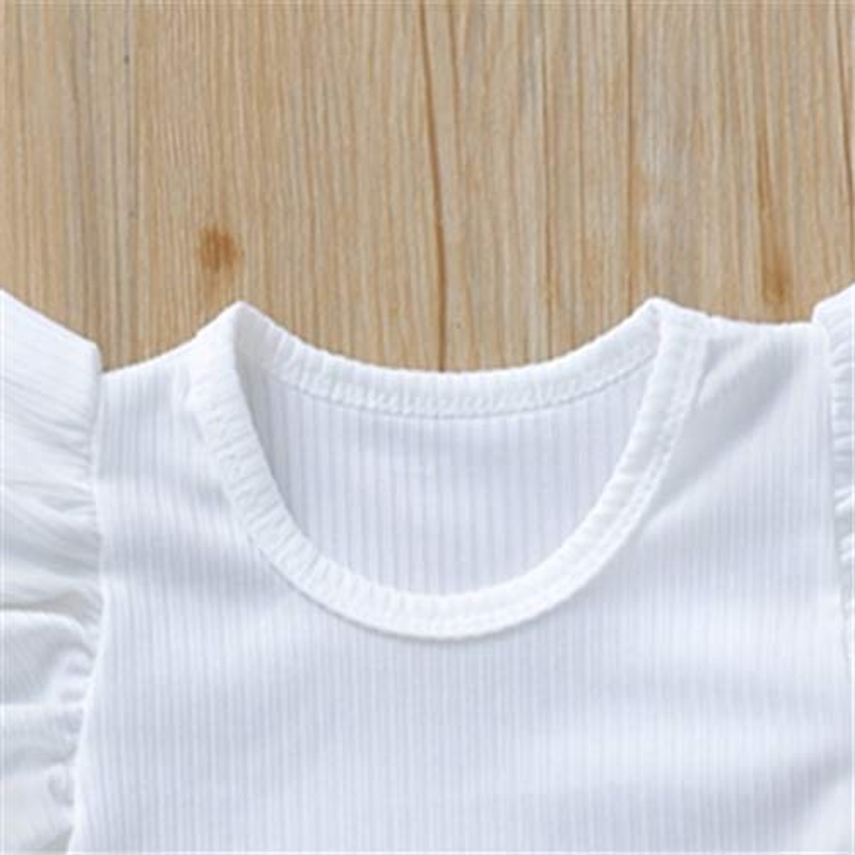 iddolaka Newborn Infant Baby Girl Solid Ruffle Romper Bodysuit Jumpsuit Casual Clothes One Piece Outfit (White, 6-12M)