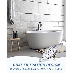 Upgraded 2 in 1 Bathtub Stopper with Drain Hair Catcher, Anti-Clogging Tub Stopper with Dual Filtration Design, Pop-up Bath Tub Stoppers Bathtub Drain Plug for 1.45-1.85" Drain Hole