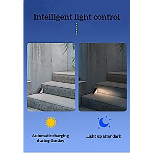 ZONGXFF LED Solar Stair Light, Outdoor Step Light, Solar Step Light Outdoor Waterproof, Wiring-Free, Automatic on/Off, Warm White 2-Piece Light All Night for Garden Driveway