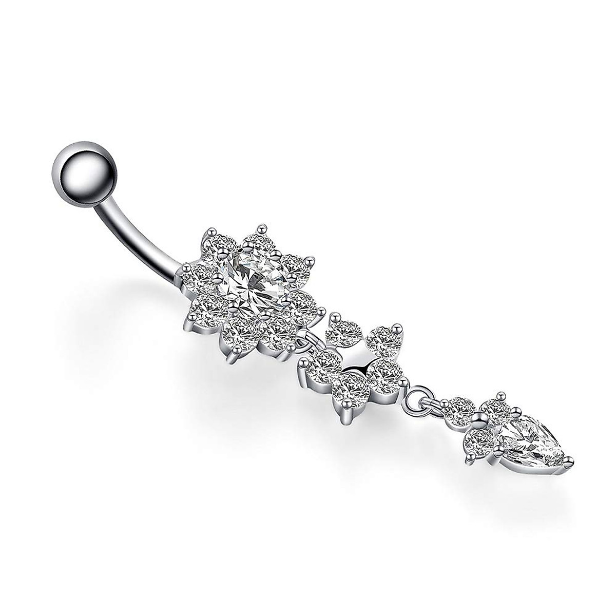 Gnoliew 14G Belly Button Rings Belly Flower Dangle Women Body Piercing Jewelry