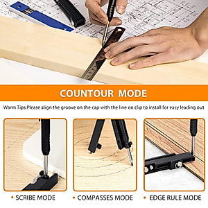Saker Multi-function Scribing Tool- Construction Pencil- Aluminum Alloy Scribe Tool with Deep Hole Pencil,DIY Woodworking Scribe Gauge Scriber Line Maker Measuring Tool,Multifunctional Tools