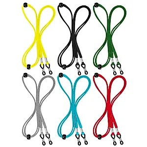 BILIONE Kids Glasses Strap, Adjustable Eyeglass Lanyards for Boys and Girls, Sports Eye Glasses String Holder Strap, Anti-slip Eyeglass Cords Around Neck - Pack of 6, Multicolor