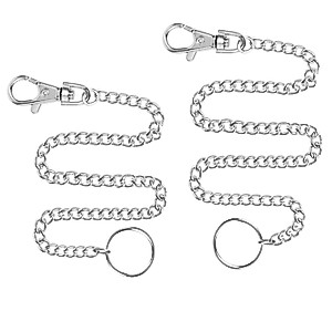 anezus 2Pcs Chain Belt Set, Wallet Chain, Pants Chain, Pocket Chain with Keyring for Pants Belt Jeans Wallets and keys (16” & 20”)