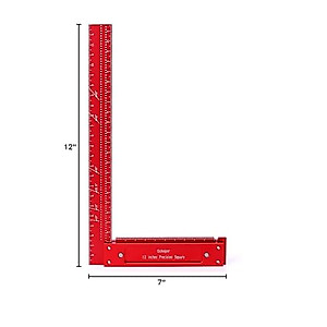 12 inch Try Square Ruler with 0.7mm Mechanical Pencil and 0.7mm Lead Refill, Carpenter Precision Woodworking Square, L Square, CNC-Machined, Metal Aluminum