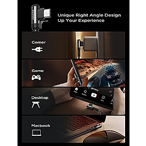 AINOPE 100W USB C to USB C Cable 2-Pack 6.6ft Type C Charger Fast Charging Cable USBC to USBC Cable Right Angle PD4.0 QC5.0 fit for MacBook Pro/Air iPad Pro/Air Samsung Galaxy