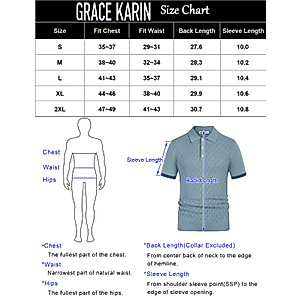 Mens Short Sleeve Polo Shirts Vintage Contrast Texture Knit Lightweight Pullover Tops for Golf Sport M Grey Blue