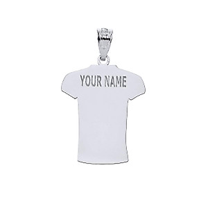 Sports Charms Sterling Silver Customized Football Jersey Pendant with Your Name and Number