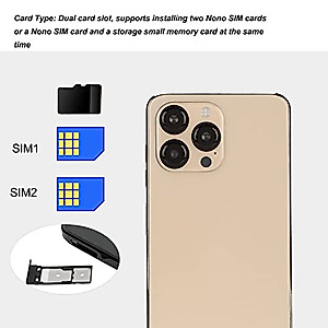 iP13 Pro Unlocked Smartphone for 11, 6.2 FHD Unlocked Cell Phone, Face Unlock, 4GB 64GB, Dual SIM, 7000mAh, Dual Camera, T Mobile,for Support (Gold)