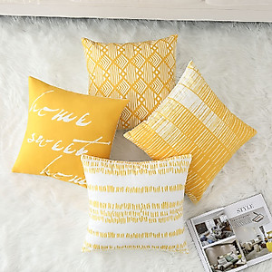 CAROMIO Decorative Throw Pillow Covers Farmhouse Pillowcase, Home Decor Decorative Cushion Covers for Home Bedroom, Living Room, Home Garden Couch Bed Sofa Chair,18x18 Inches Set of 4 Yellow