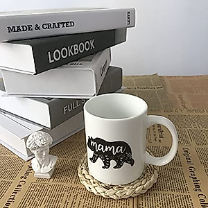 Wisedeal Mama Coffee Mug, Funny Mama Bear Christmas Birthday Gifts Coffee Tea Cup for Mom Aunt Mother Women Wife Unique Fun Present for Her Mother's Day 11Oz Ceramic White