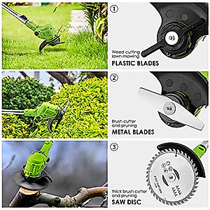 Brush Cutter Cordless Grass Trimmer,Pokytcox 24 V Lawn Trimmer Garden Tools for Weed-Whacking