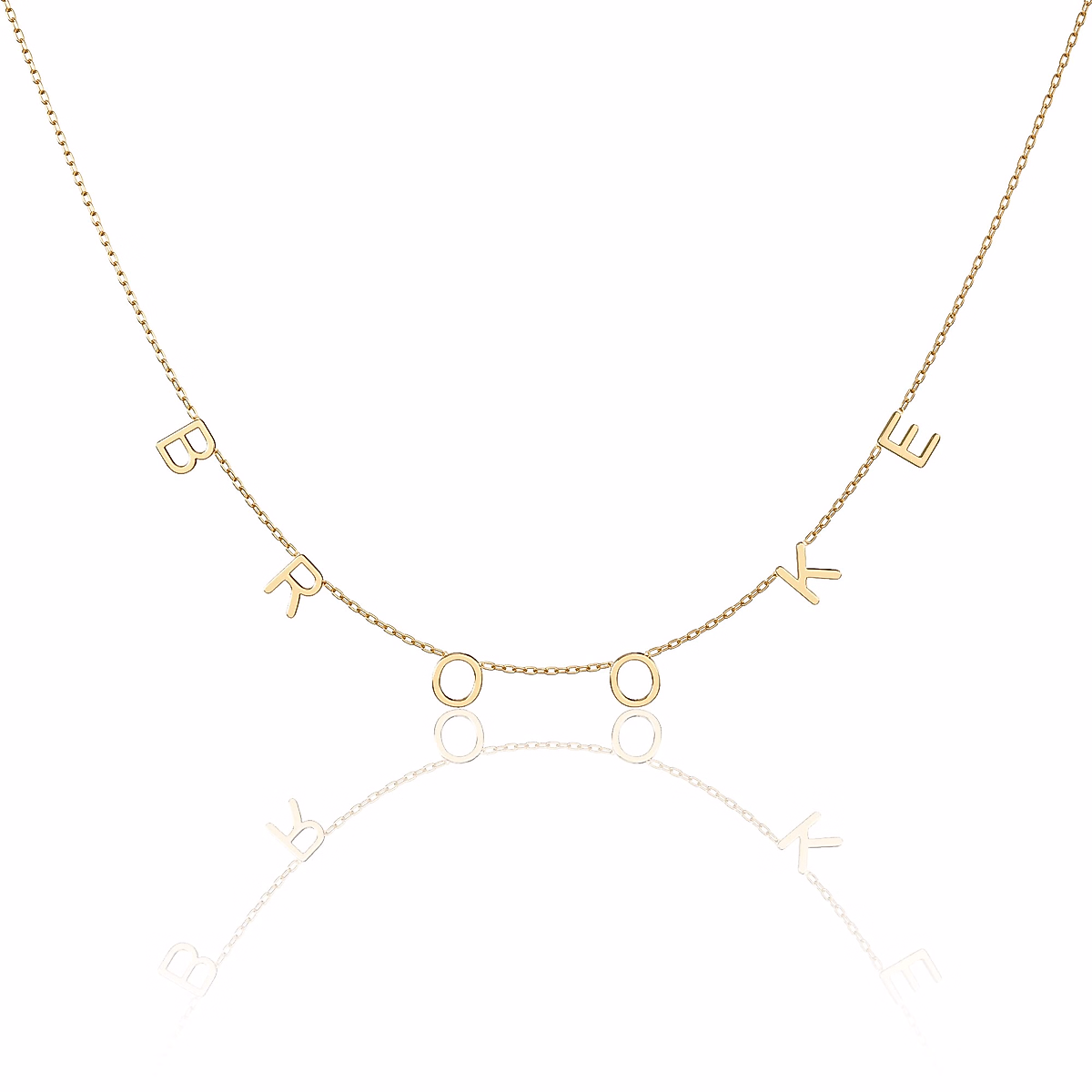 CAITLYNMINIMALIST 18K Gold Custom Name Necklace Personalized 925 Sterling Silver Dainty Gift for Women (05 Spaced Letters)
